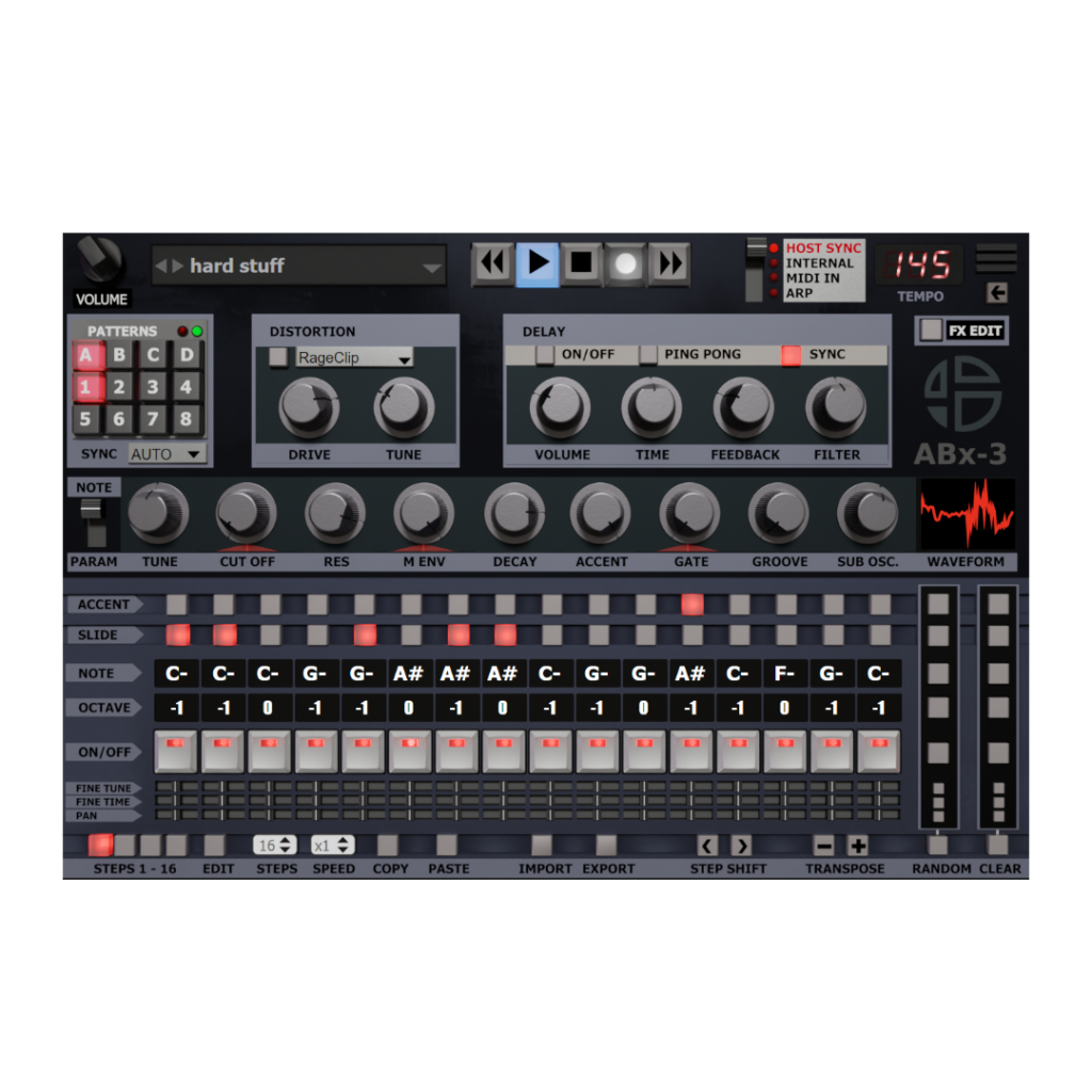 Abx3, 303 pure digital bass line synthesizer, VST2, VST3, AU, AAX