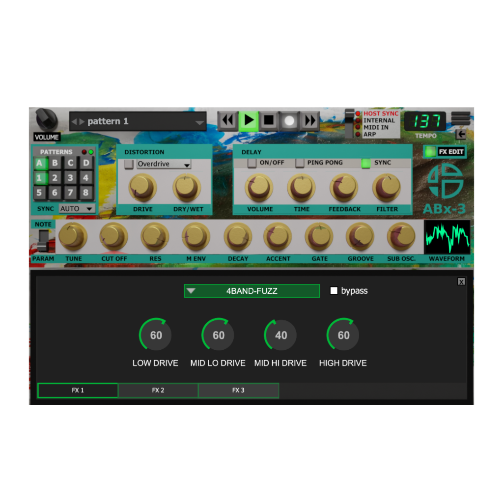 Abx3, 303 pure digital bass line synthesizer, VST2, VST3, AU, AAX