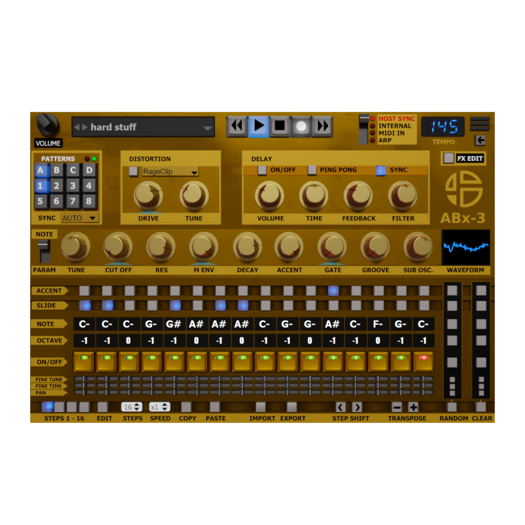 Abx3, 303 pure digital bass line synthesizer, VST2, VST3, AU, AAX