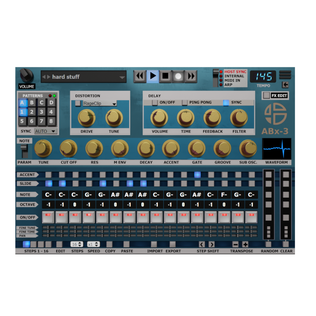 Abx3, 303 pure digital bass line synthesizer, VST2, VST3, AU, AAX